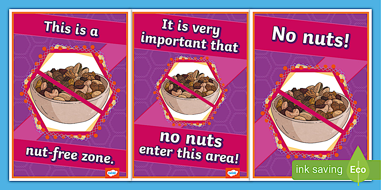 Nut-Free Zone Allergy Display Posters (teacher made)