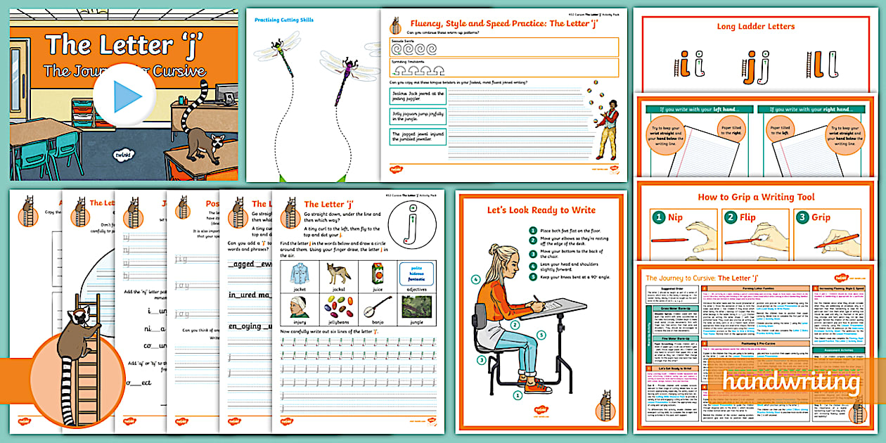 Cursive Letter 'J' Handwriting Practice - KS2 (teacher made)