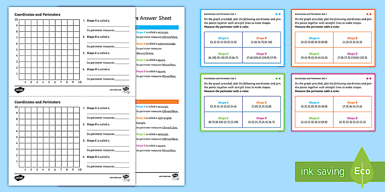 Lower Ability Coordinates and Perimeters Challenge Cards with Grid ...