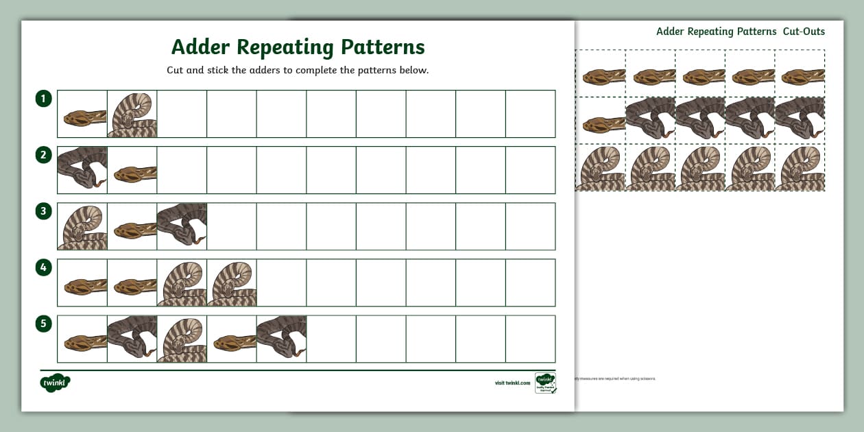 Adder Repeating Patterns Activity Sheet (teacher made)