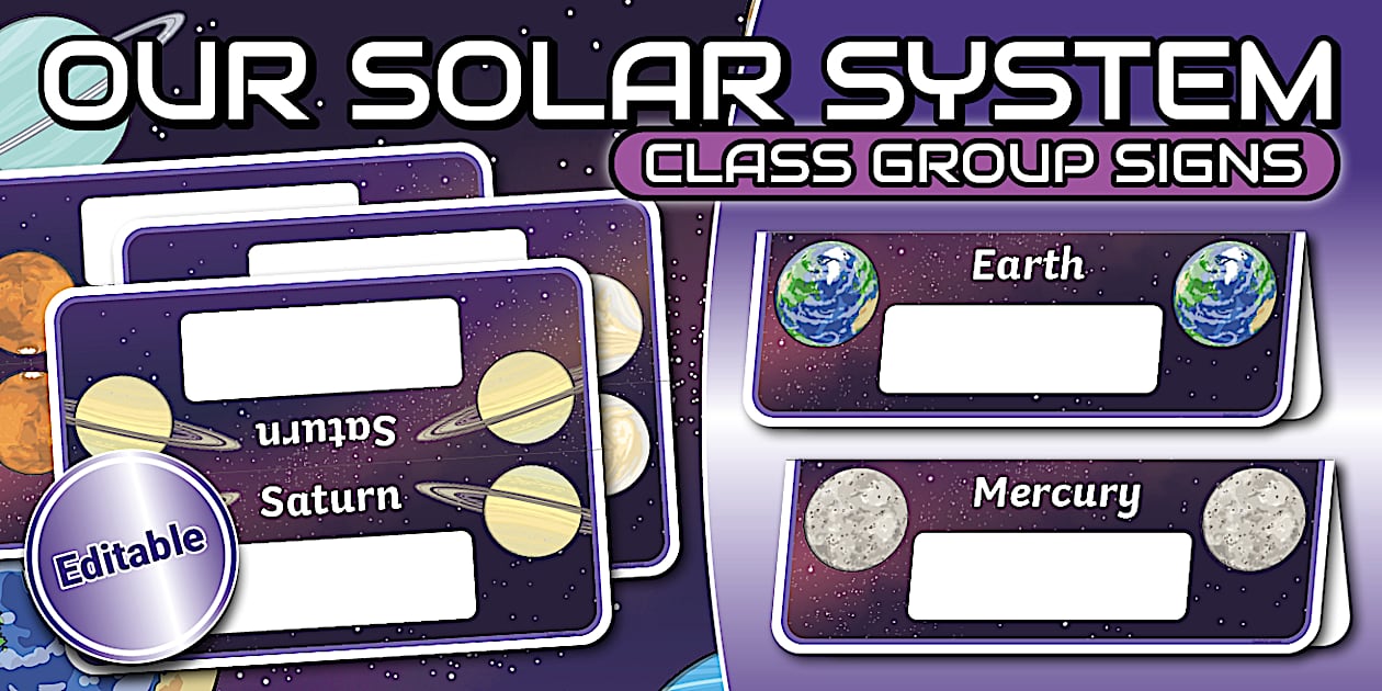 👉 Editable Class Group Signs (Our Solar System - Planets)