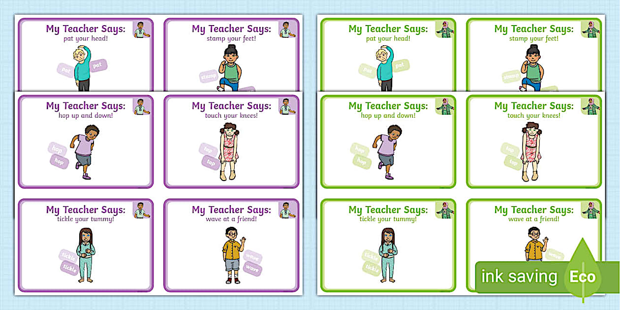 My Teacher Says Picture Cards (teacher made) - Twinkl