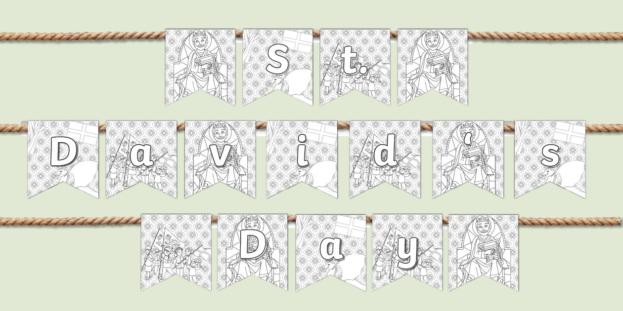 St. David's Day Colouring Display Bunting (teacher made)