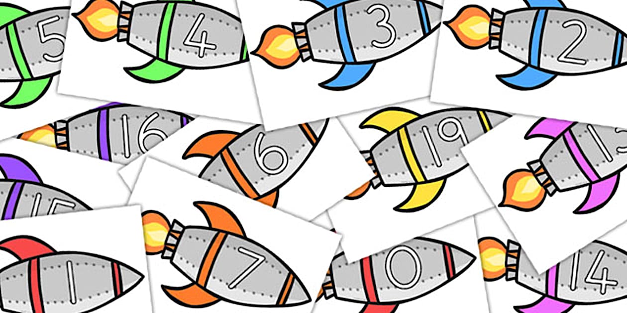 Numbers 0-20 On Rockets Red (teacher made) - Twinkl