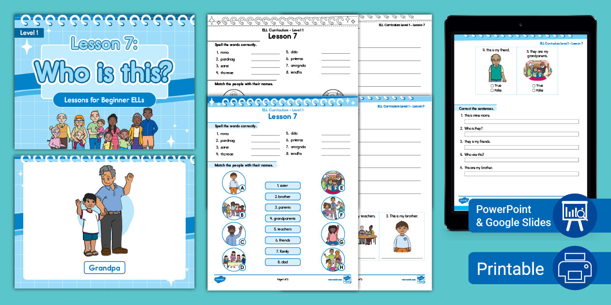 ELL Curriculum: Level 1, Lesson 7 Lesson Pack (teacher made)