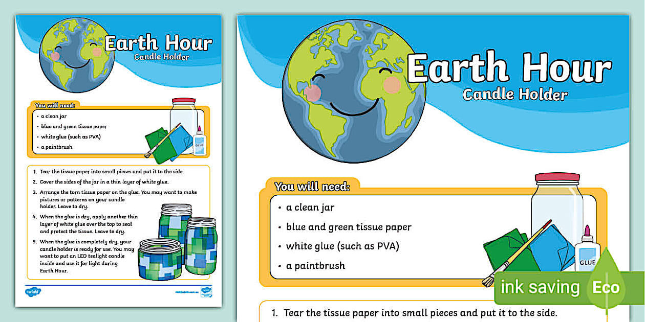 Earth Hour Candle Holder Craft (teacher made) - Twinkl