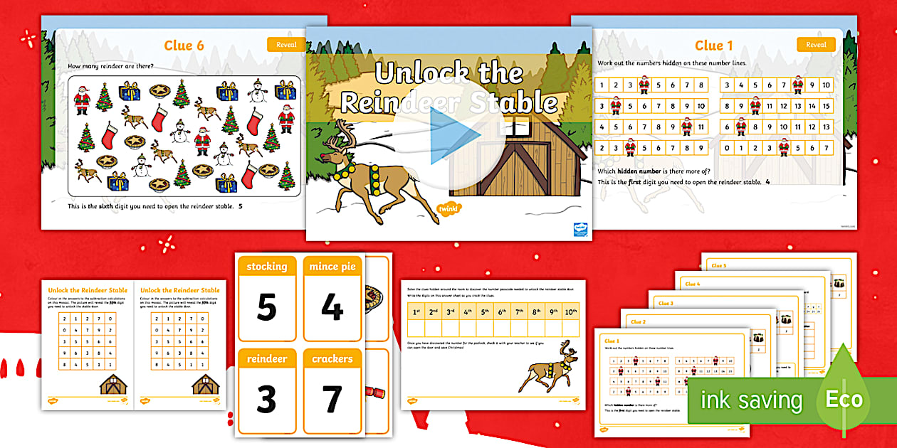 Y1 Reindeer Rescue Christmas Escape the Room Maths Game