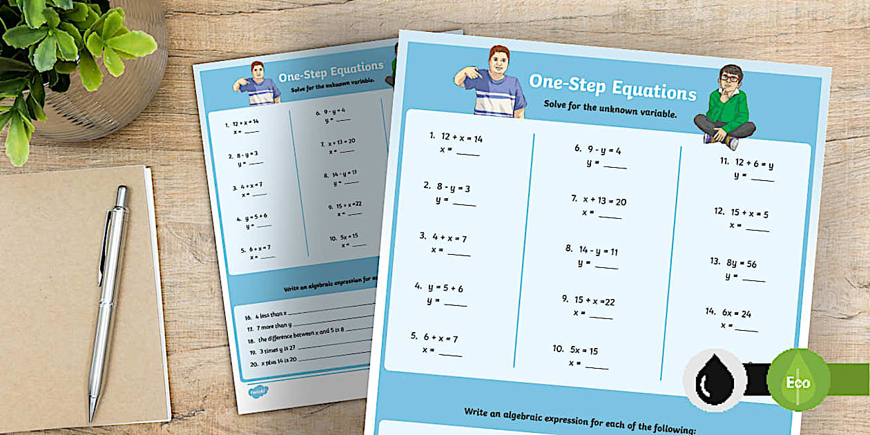One-Step Equations Worksheets | Algebraic Equations - Twinkl