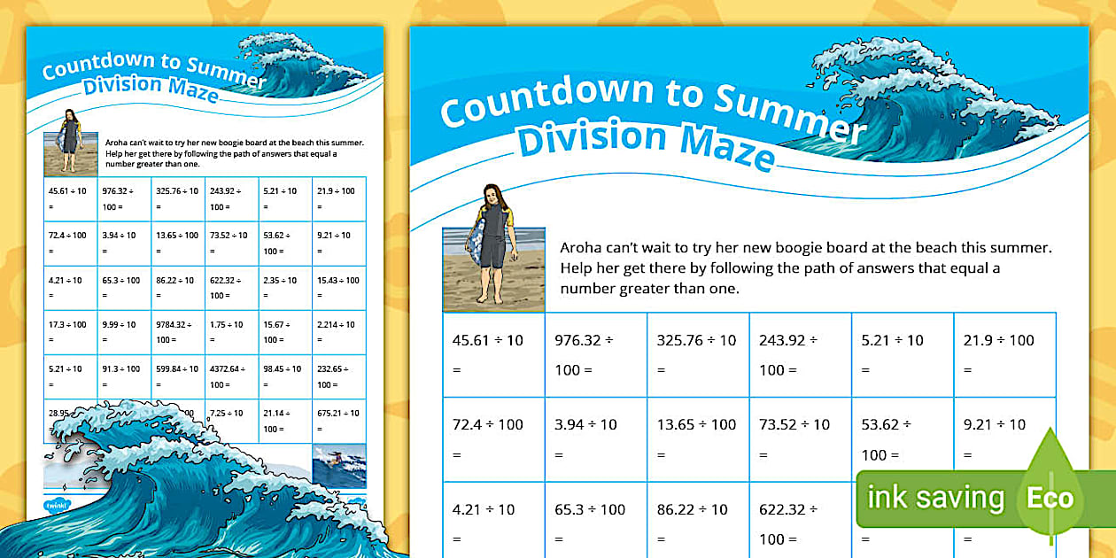 Countdown to Summer Division Maze (teacher made) - Twinkl
