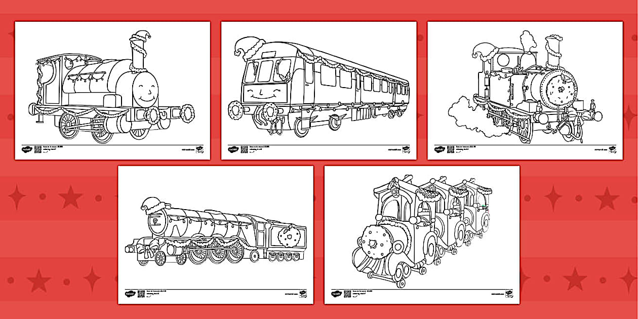 Christmas Train Colouring Pages - Twinkl