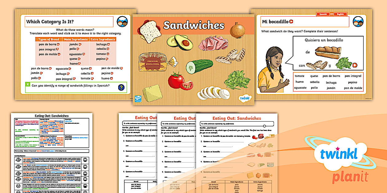 👉 PlanIt Year 5 Spanish Lesson: Sandwiches (teacher made)