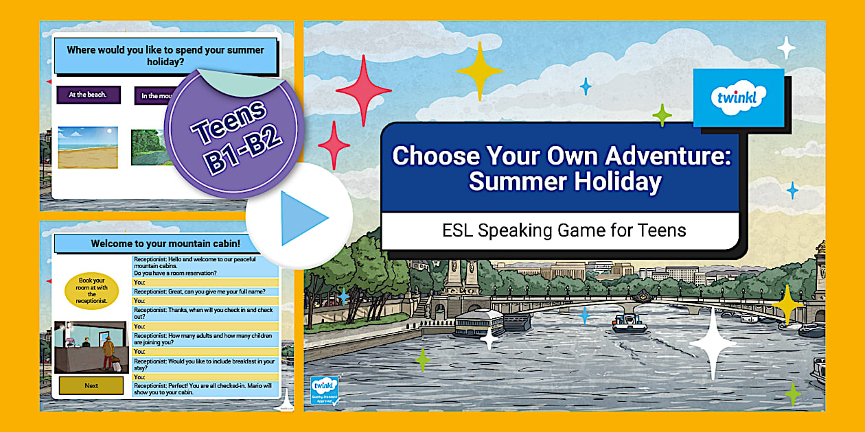 Twinkl ESL Choose Your Own Adventure: Summer Holiday Speaking PPT