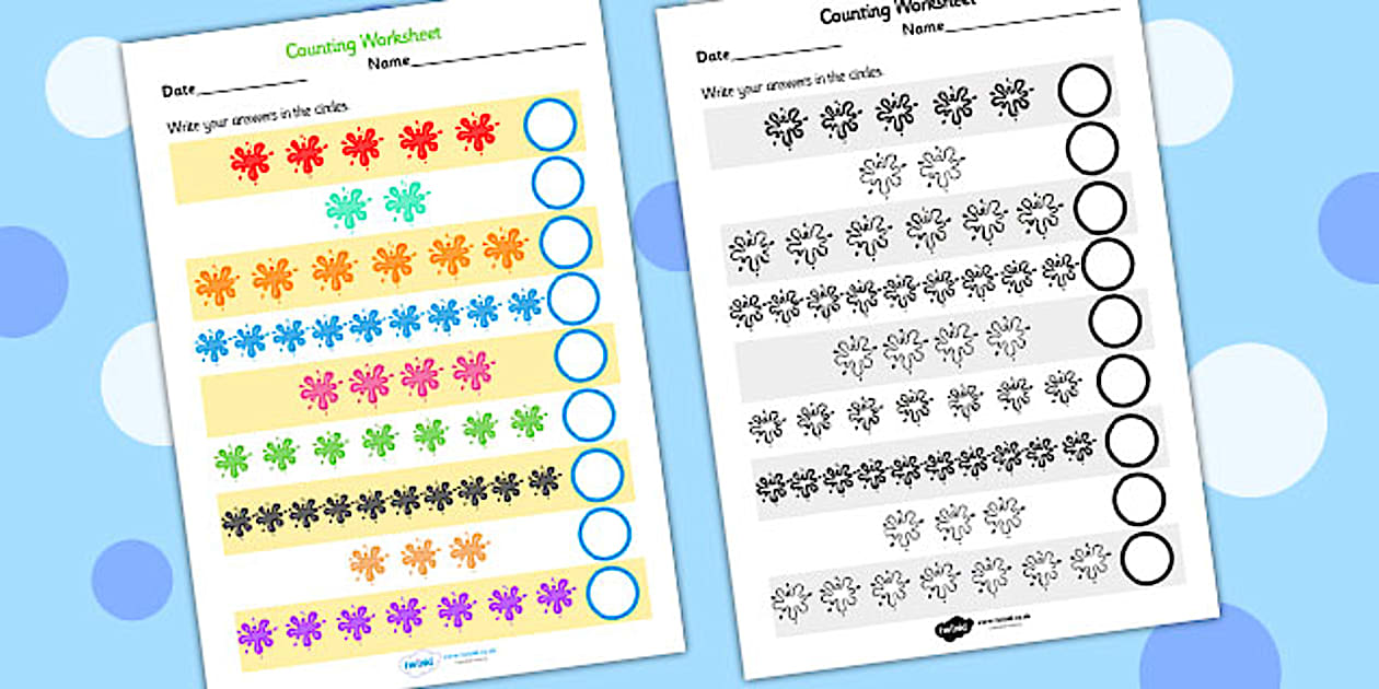 Splat Counting Worksheet (teacher made) - Twinkl