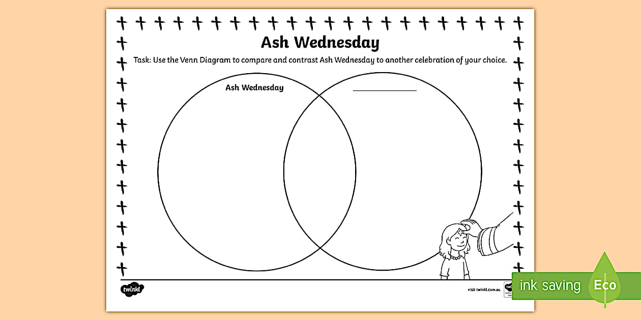 Ash Wednesday Worksheet | Venn Diagram - Twinkl