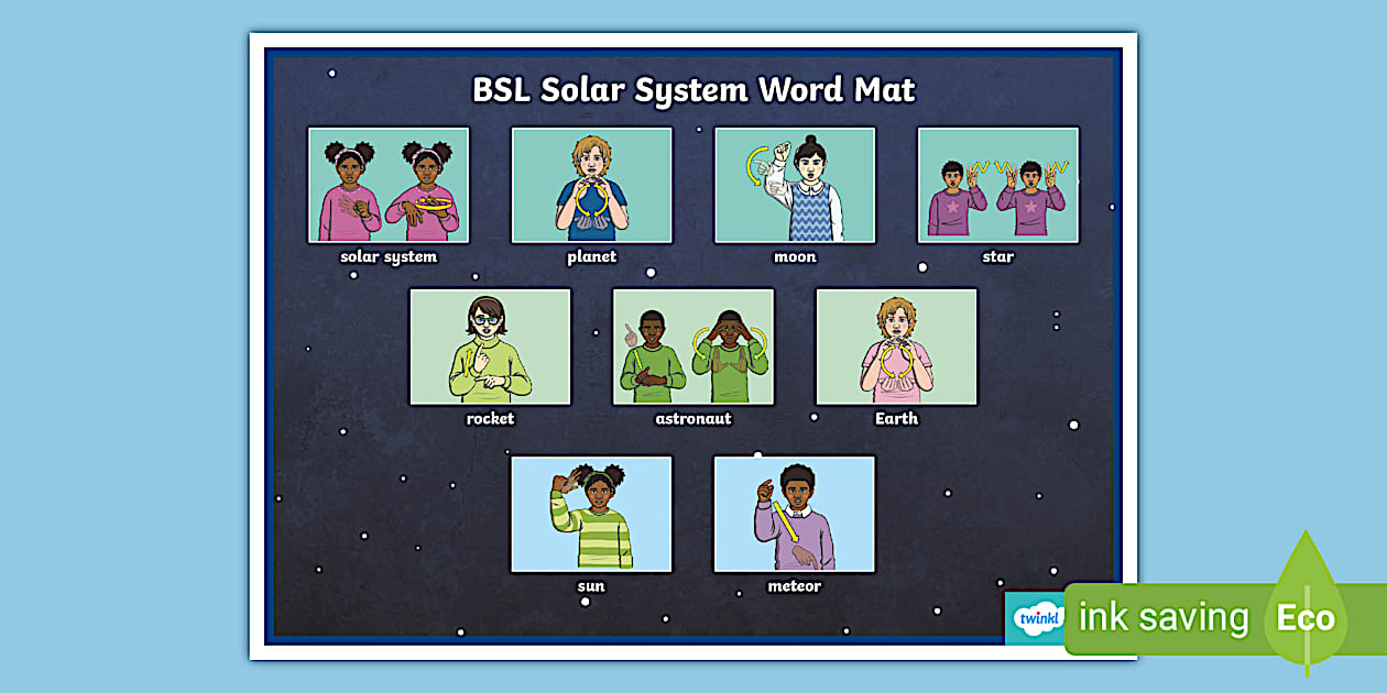 BSL Solar System Word Mat - Twinkl