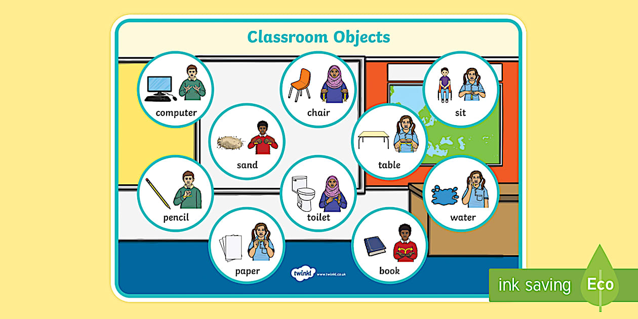 Cursive BSL Classroom Objects Word Mat (teacher made)