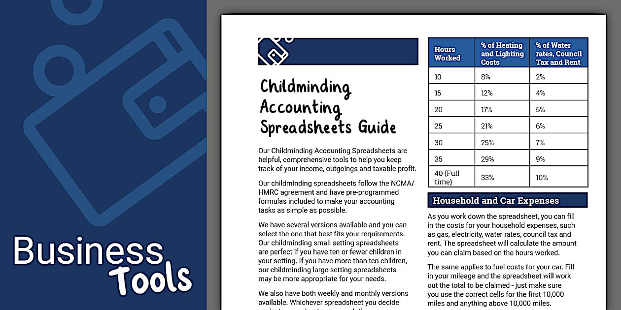 Childminding Accounting Spreadsheets Guide (Teacher-Made)