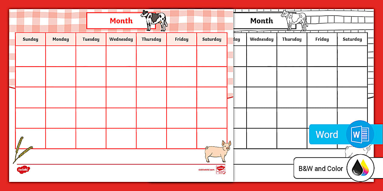 Farm Calendar | Classroom Management | Twinkl USA - Twinkl