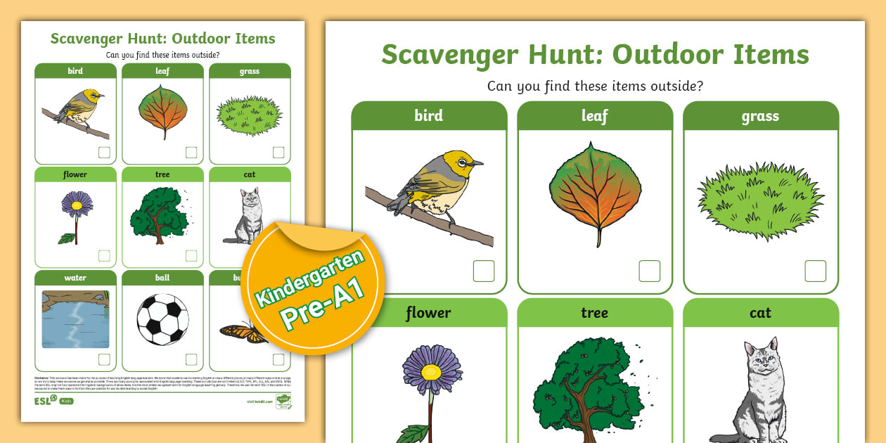 Twinkl ESL Scavenger Hunt: Outdoor Items (Teacher-Made)
