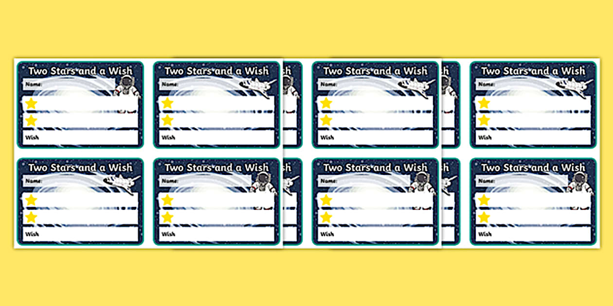 Editable Space Themed Two Stars and a Wish Comment Labels