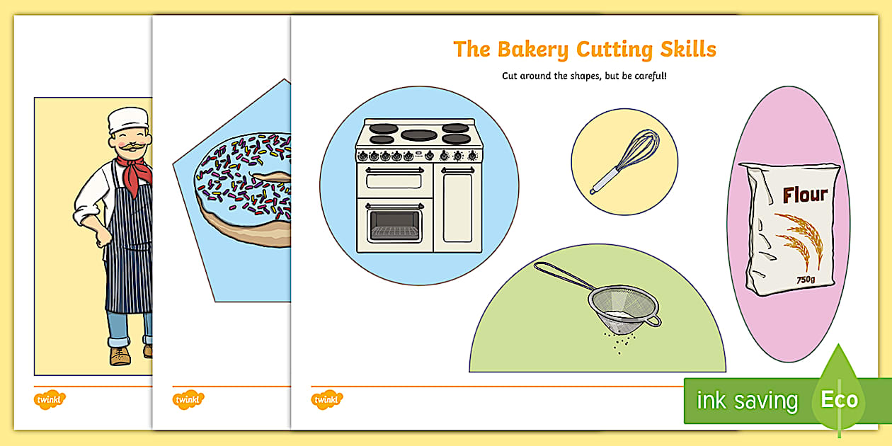 The Bakery Aistear Cutting Skills Worksheet (teacher made)