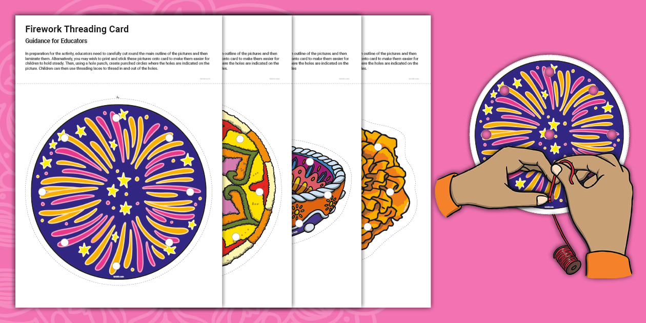 Diwali Simple Threading Cards | Toddlers | Fine Motor