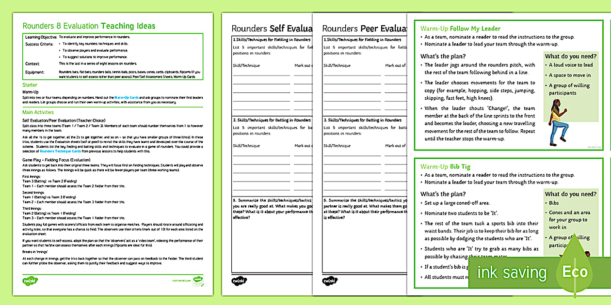 KS3 Rounders Lesson 8: Evaluation (teacher made) - Twinkl