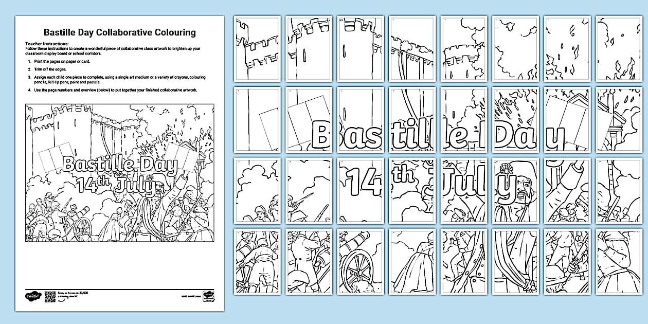 Bastille Day Collaborative Colouring (teacher made) - Twinkl