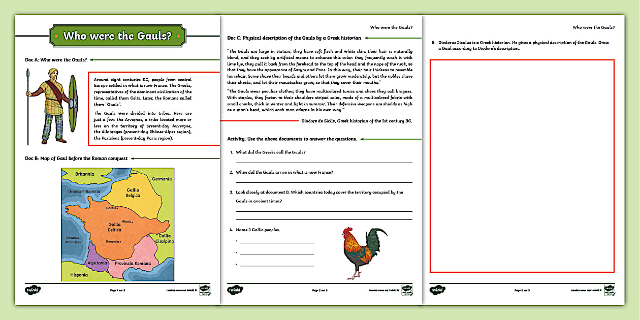 Who were the Gauls? - activity sheet (teacher made) - Twinkl
