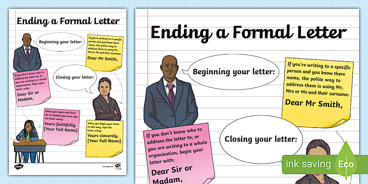 Ending a Formal Letter Display Poster (teacher made)