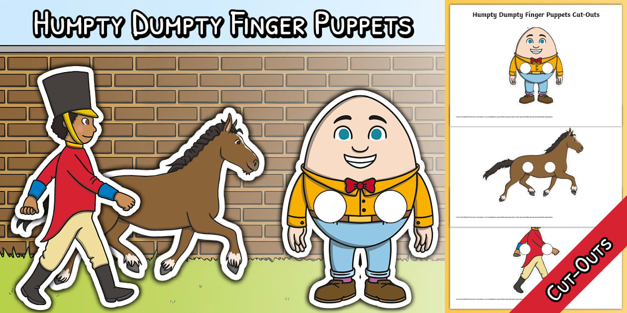 Humpty Dumpty Finger Puppets Cut-Outs - Twinkl - KS1