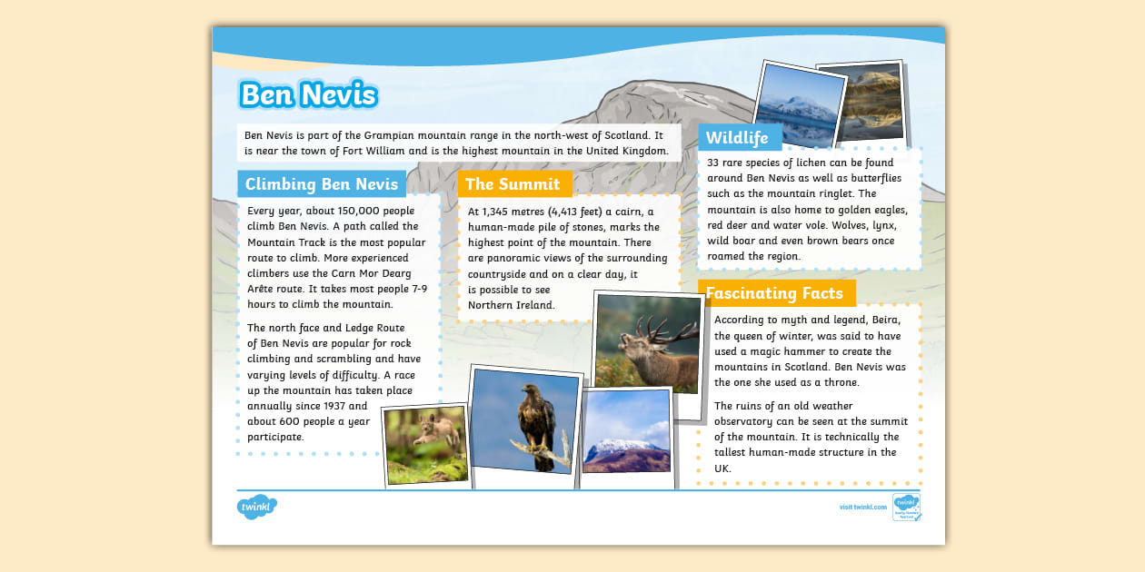 Ben Nevis Fact File - Twinkl - KS2 (teacher made) - Twinkl