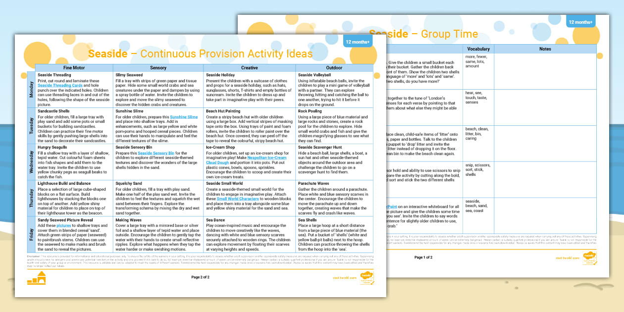 EYFS Toddler Room Planning: Seaside | Twinkl - Twinkl