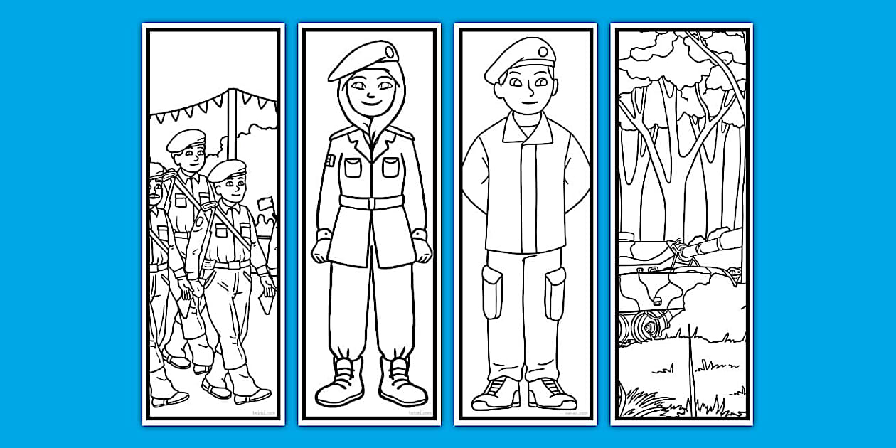 Army Colouring Bookmark (teacher made) - Twinkl