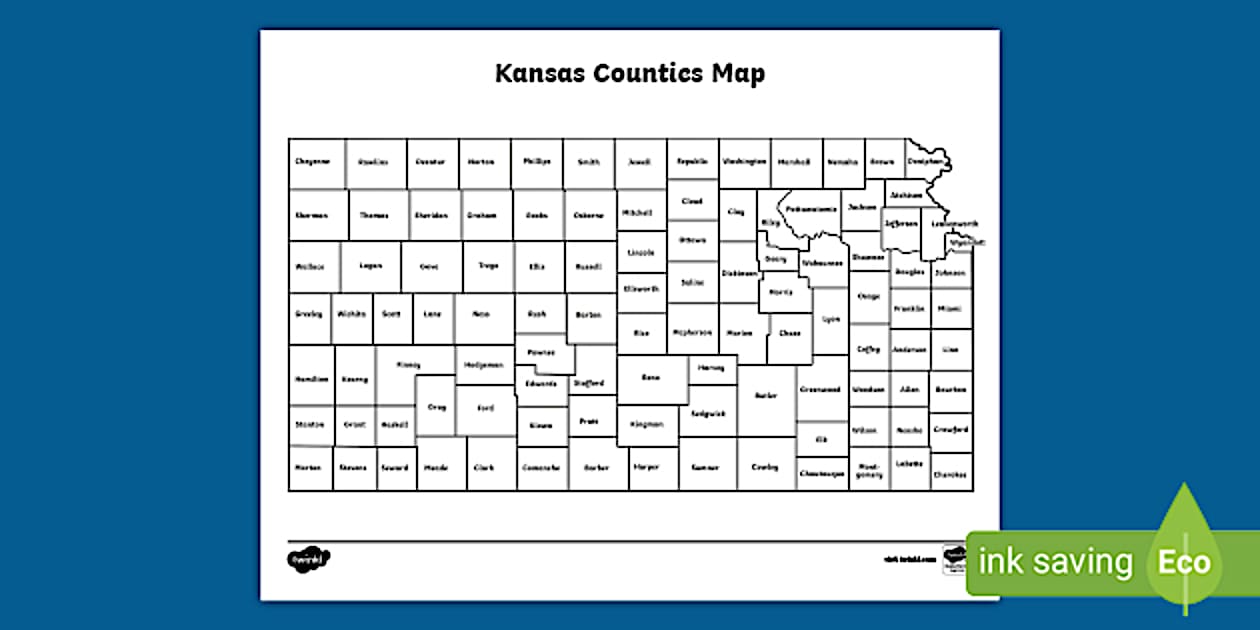 Printable Kansas County Map | Social Studies | Twinkl