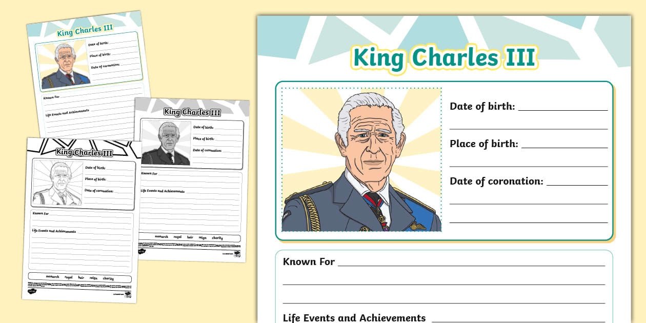 King Charles III Biography Template (teacher made) - Twinkl