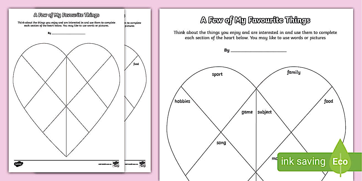 My Favourite Things Activity - Back To School - All About Me