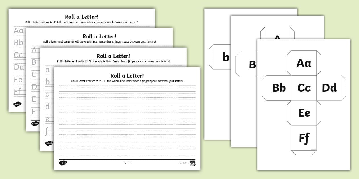 Roll a Letter - Handwriting ABCDEF Activity Sheet - Twinkl
