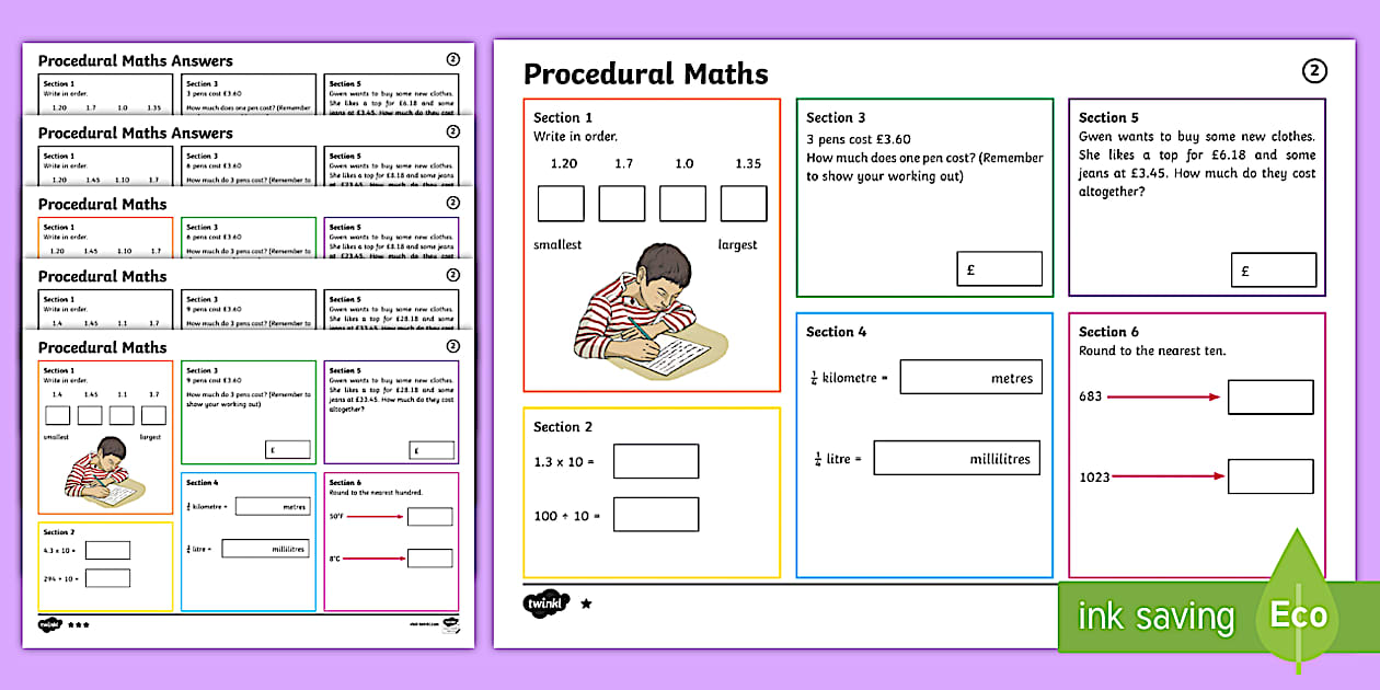 Procedural Year 5 Mat 2 Maths Activity Mats - English Medium