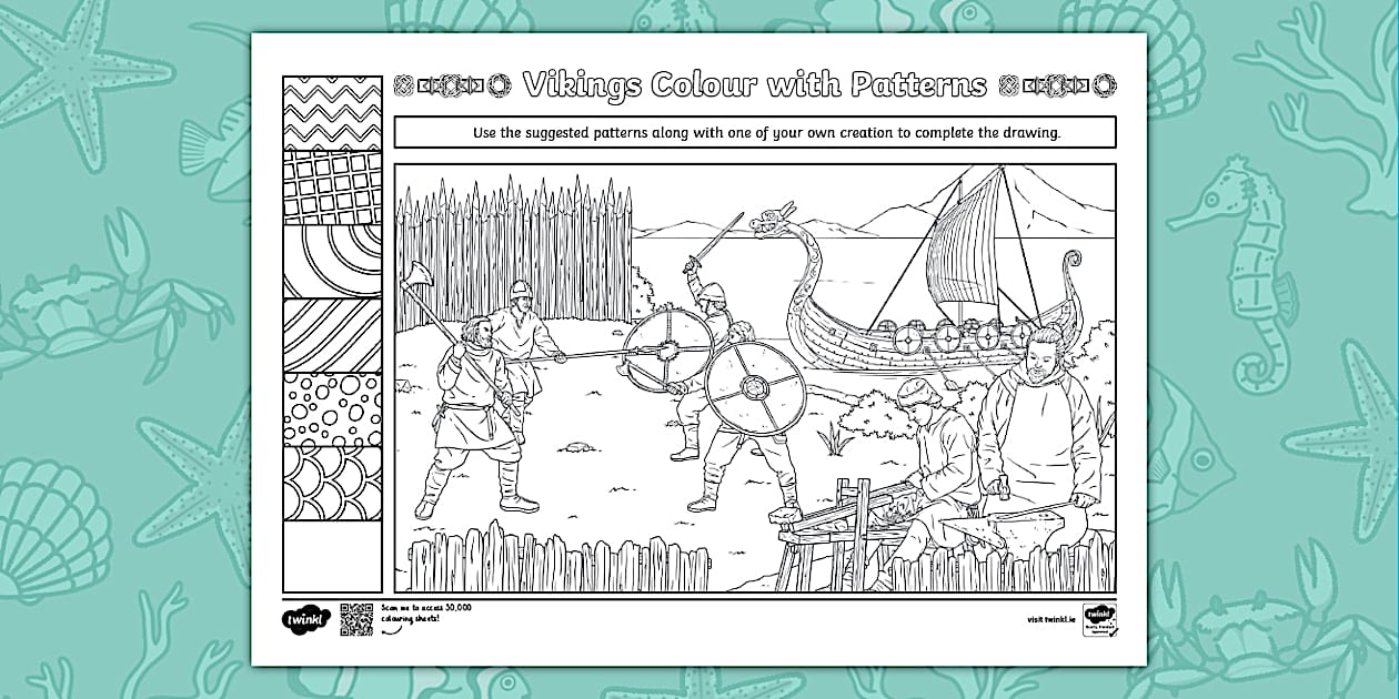 * NEW * Vikings Colour with Patterns Activity (Teacher-Made)
