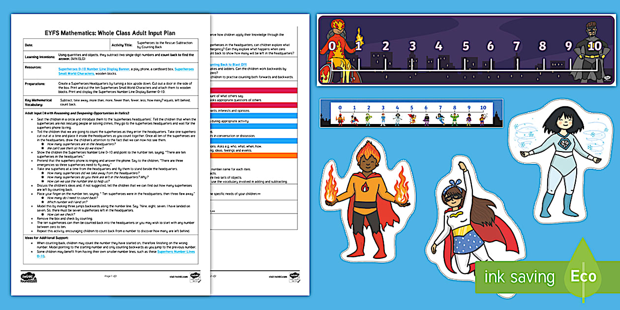 EYFS Maths: Superheroes to the Rescue – Subtraction by Counting Back Whole