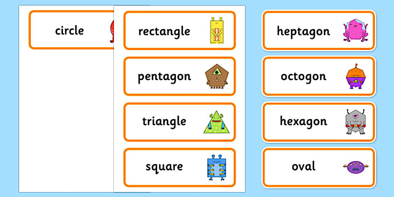 2D Shape Aliens Word Cards (teacher made) - Twinkl
