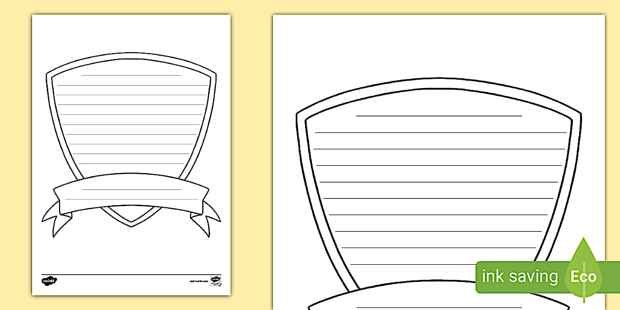 Shield Writing Template (teacher made) - Twinkl