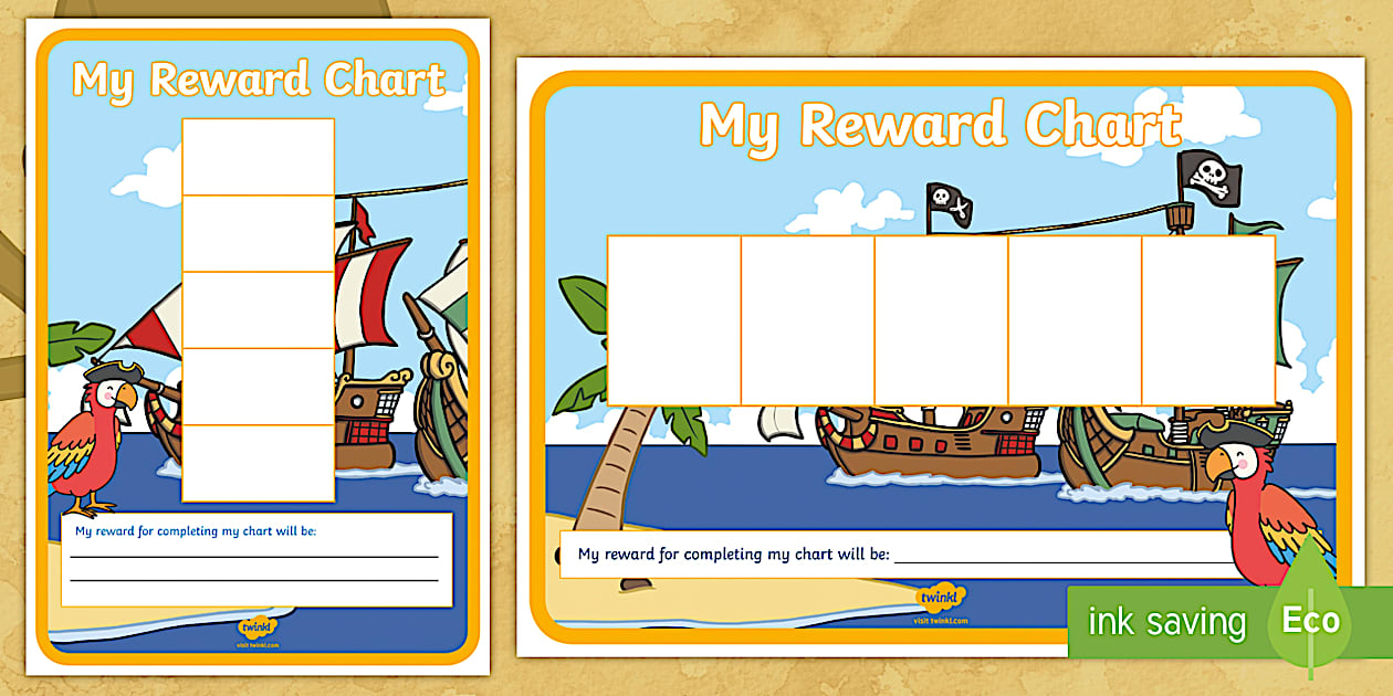 Pirate 5-Frame Sticker Reward Charts - Twinkl