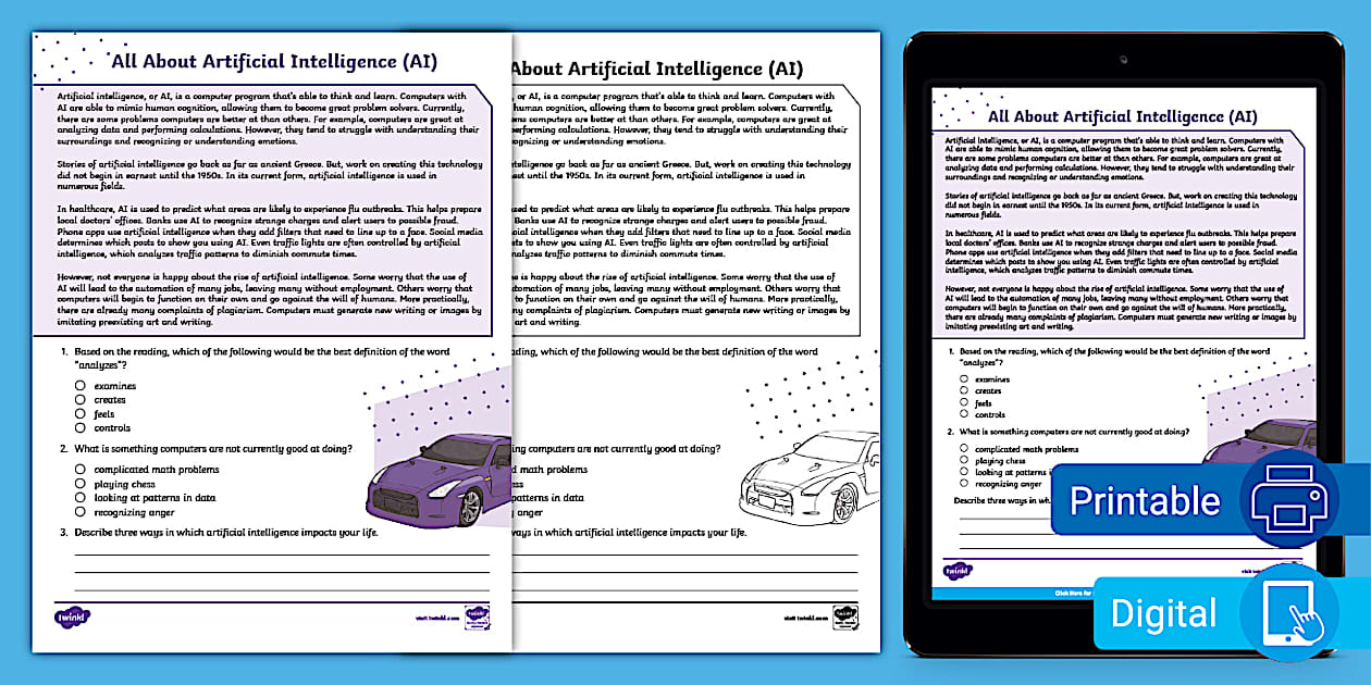 Artificial Intelligence Reading Passage | Twinkl USA