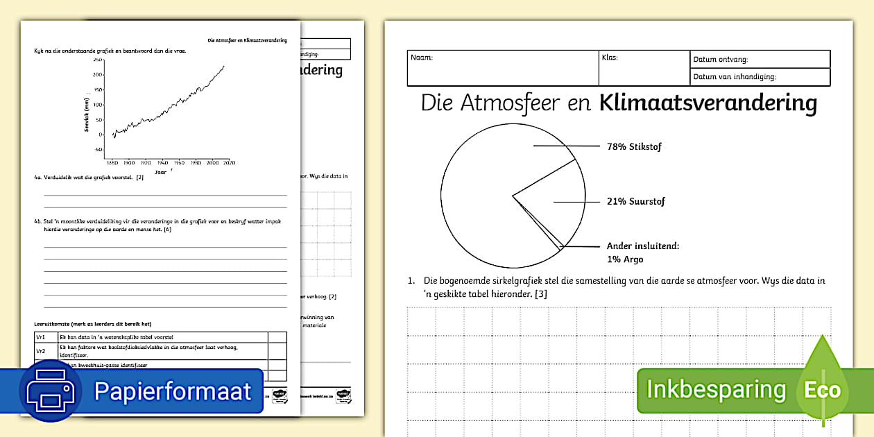 Die Atmosfeer Huiswerk Aktiwiteit (Teacher-Made) - Twinkl