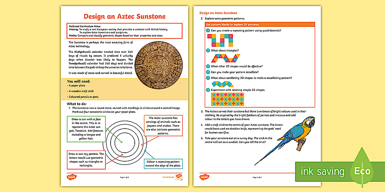 Editable Design an Aztec Sunstone Activity (teacher made)