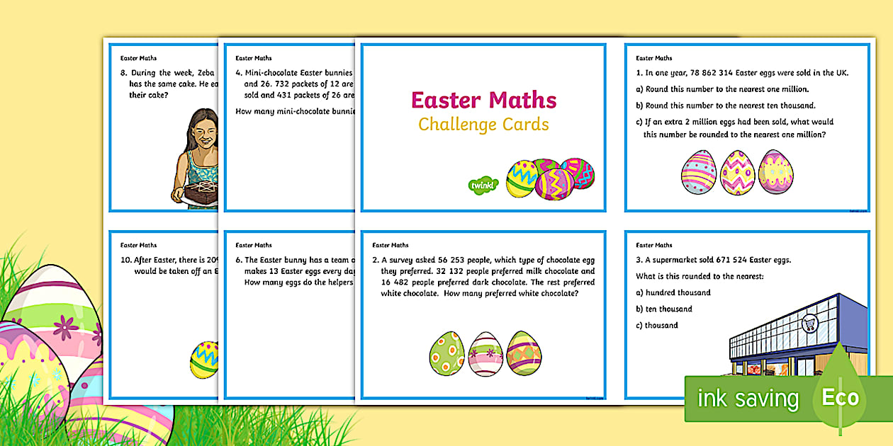 Editable Easter Maths Challenge Cards (teacher made)