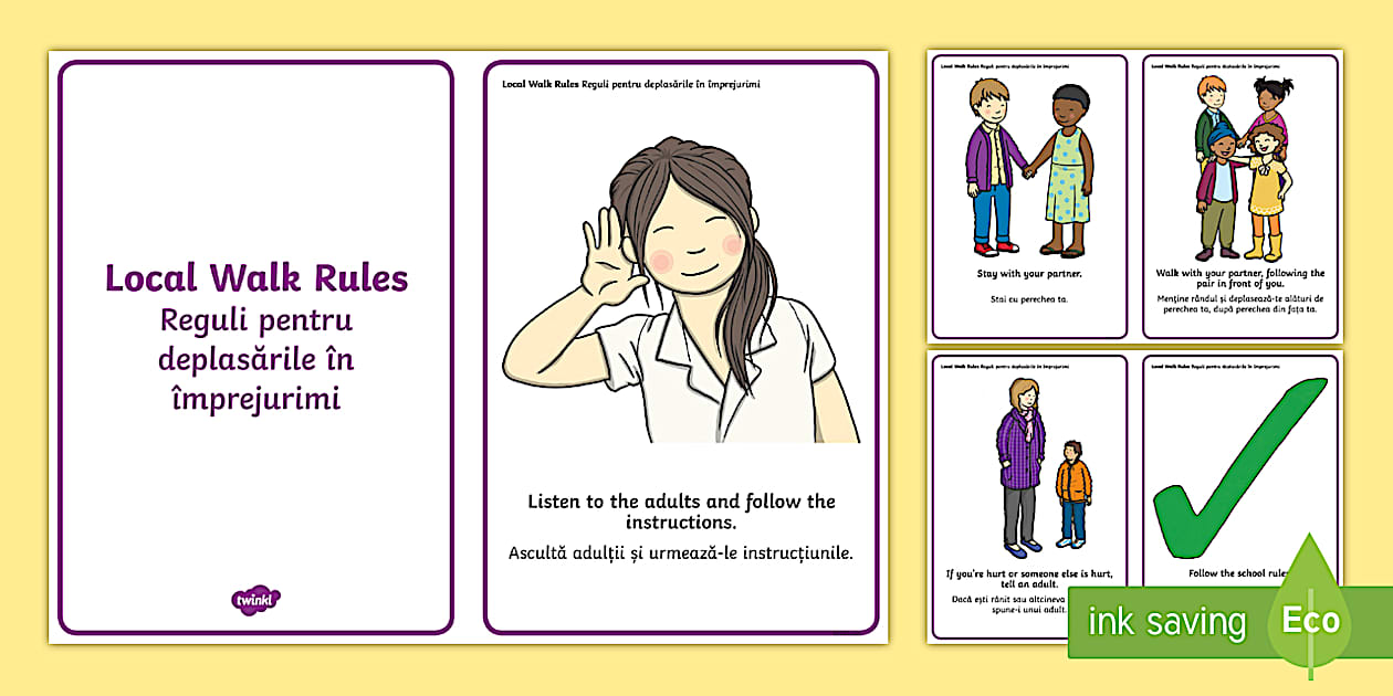 Local Walk Display Posters English/Romanian - Local Walk Rules Posters