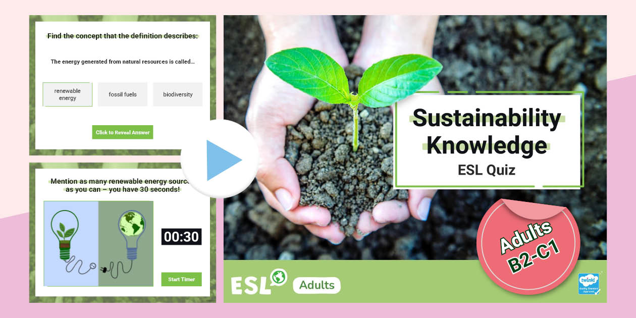 ESL Sustainability Knowledge Quiz Game [Adults, B2-C1]